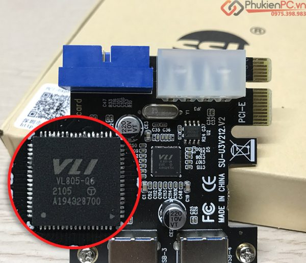Card chuyển đổi PCI-E ra 2 USB 3.0, 20Pin Chipset VL805