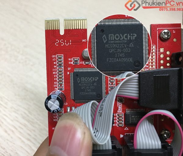 Card PCI-E to 2 RS232 Unitek Y-7504 Moschip MCS9922 chất lượng cao