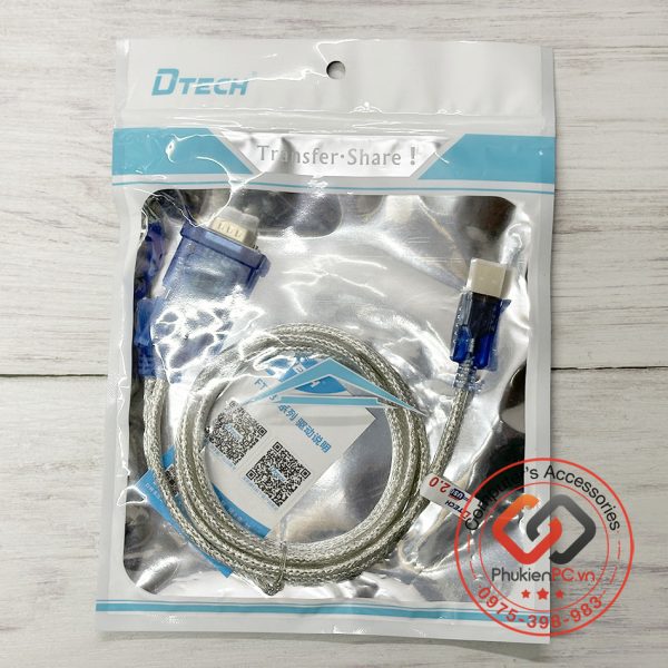Cáp USB to RS232 FTDI chip dài 1.2M Dtech DT-5011 Win XP 7 10 11