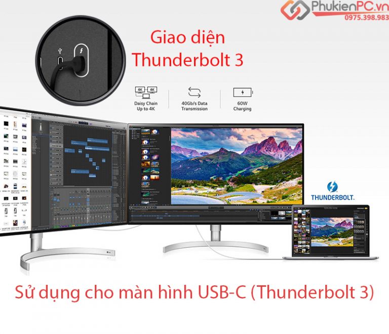 Cáp LG Thunderbolt 3 to Thunderbolt 3 dài 2m 40GB, 5K, 100W
