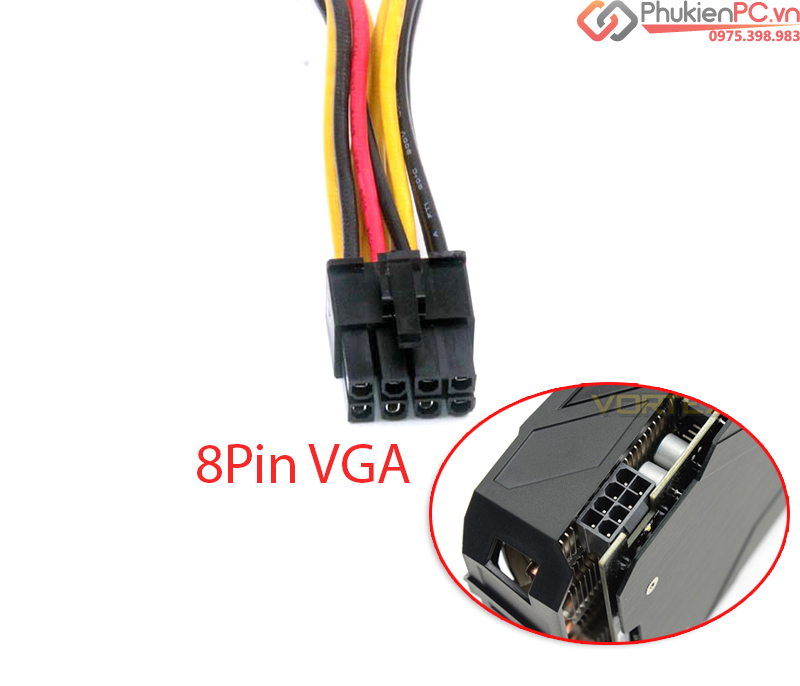 Dây nguồn 2 6pin female to 8pin pci-e vga