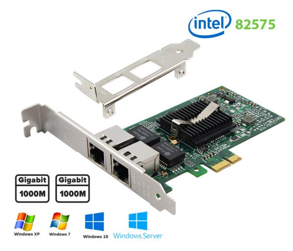 Card mạng PCI-e Gigabit Dual 2 RJ45 Port NIC 10/100/1000Mbps Server Intel 82575