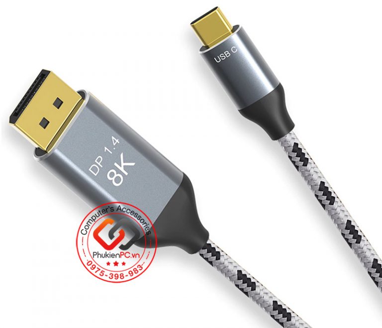 USB-C Thunderbolt 3/4 to Displayport 1.4 8K60hz 4K144hz dài 2M