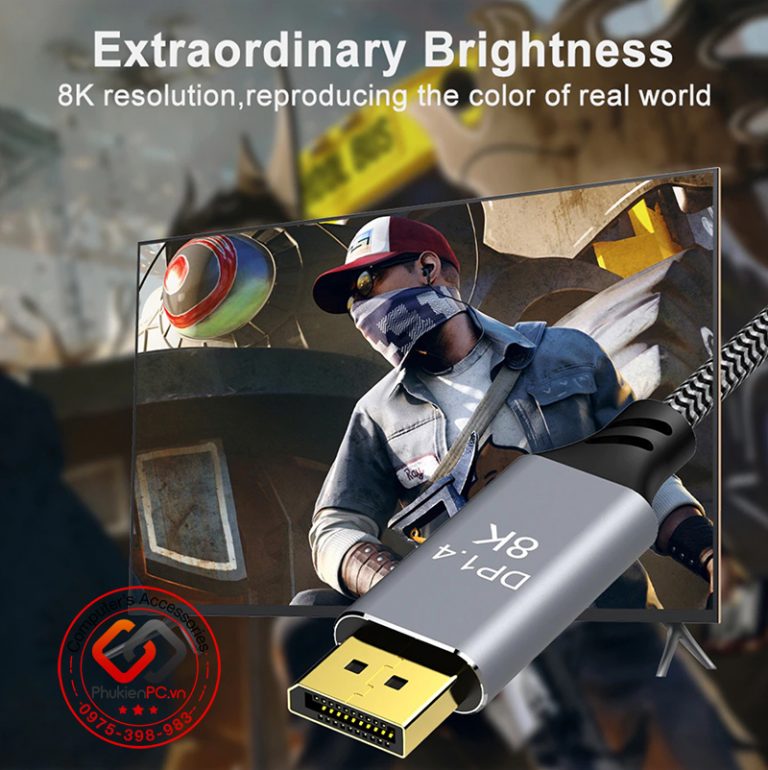 USB-C Thunderbolt 3/4 to Displayport 1.4 8K60hz 4K144hz dài 2M