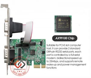 Card PCI-E sang 2 COM RS232 Chip AX99100