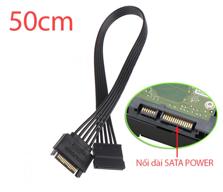 Dây cáp nối dài SATA power 50cm (loại đủ 5 dây)