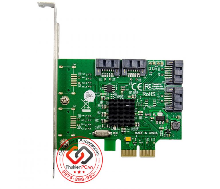 Card PCI-e X2 to 4 SATA 3 (6Gb) hỗ trợ RAID 0, 1, 10 lắp thêm 3 ổ cứng ...