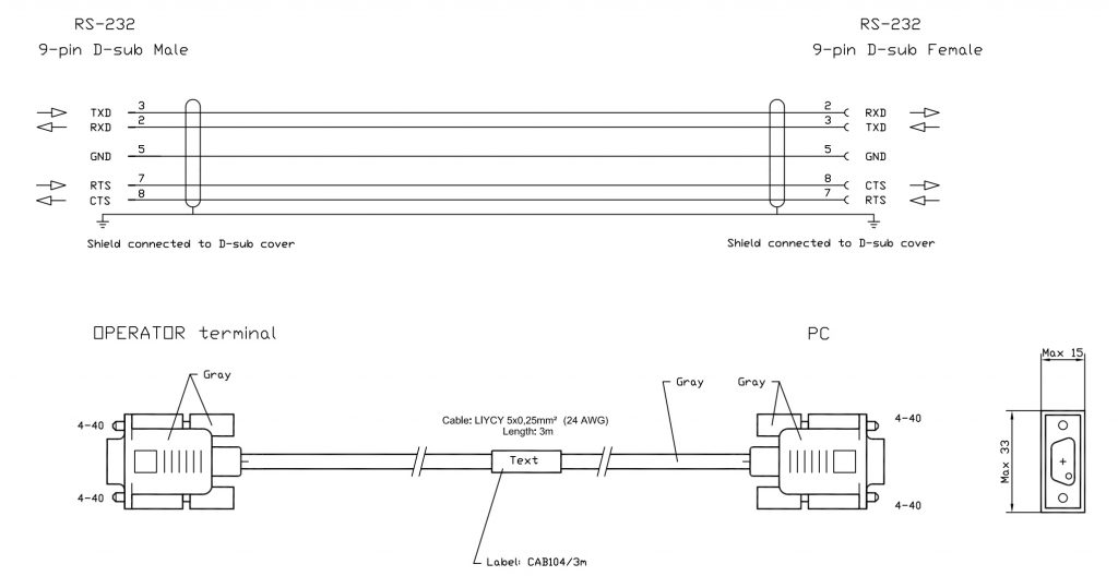 Cáp RS232C CAB104 kết nối máy tính ra HMI Beijer iX Panel