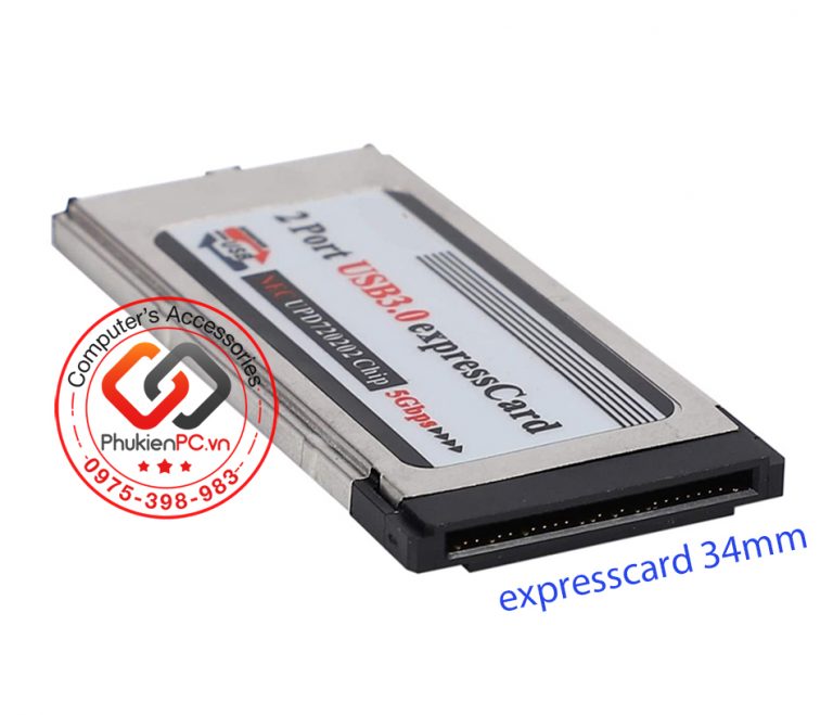 Expresscard 34mm ra 2 USB 3.0 chip NEC, thêm 2 cổng USB cho Laptop