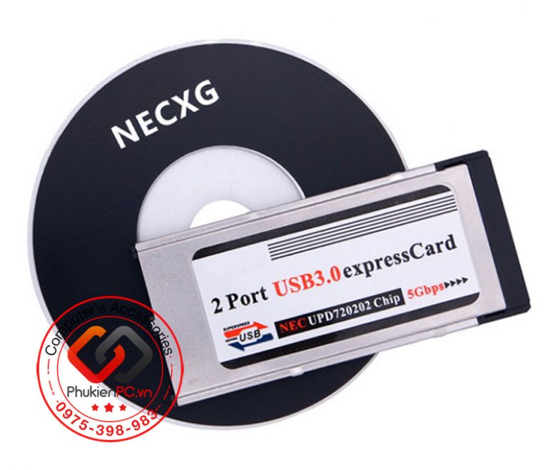 Expresscard 34mm ra 2 USB 3.0 chip NEC, thêm 2 cổng USB cho Laptop