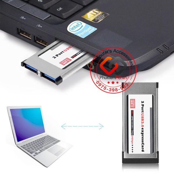 Expresscard 34mm ra 2 USB 3.0 chip NEC, thêm 2 cổng USB cho Laptop