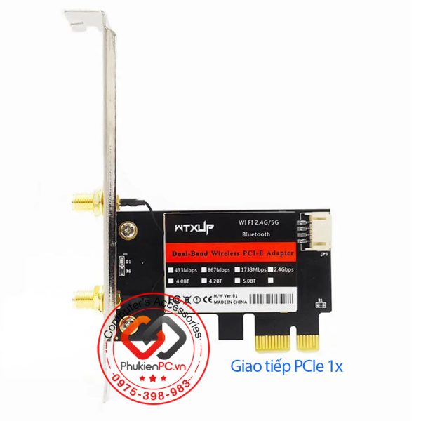 Card PCIE thu wifi, Bluetooth 4.0 5G, 2.4G Dual Band AC7260