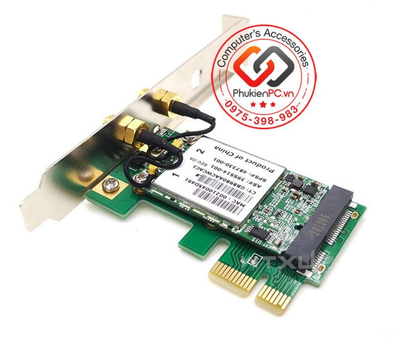 Card PCIe Wifi 2.4G 5G tốc độ 300mbps chip BCM94322 hỗ trợ Windows, Mac ...