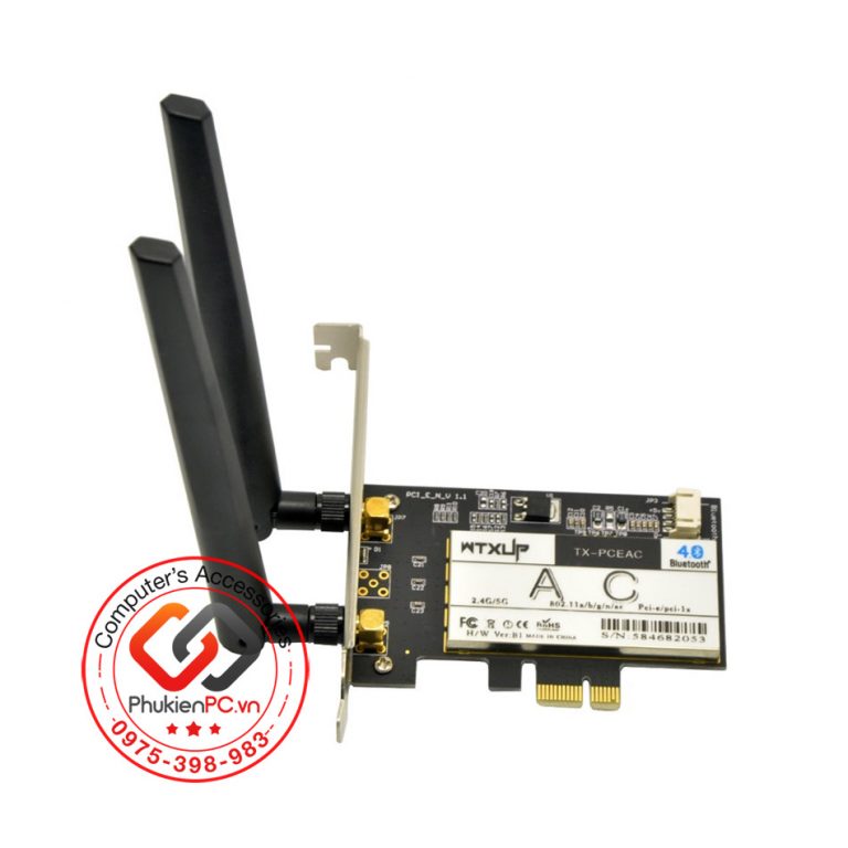 Card PCIE thu wifi, Bluetooth 4.0 5G, 2.4G Dual Band AC7260