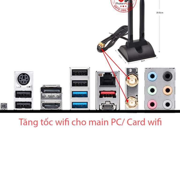 Anten kép 6 Dbi tăng tốc mạng wifi cho máy tính PC, Card Wifi