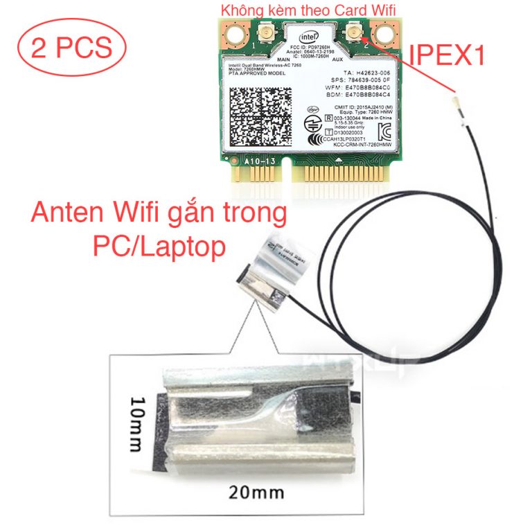 Anten wifi size 2cm gắn trong PC, laptop chuẩn IPEX1 cho card Mini PCIE ...