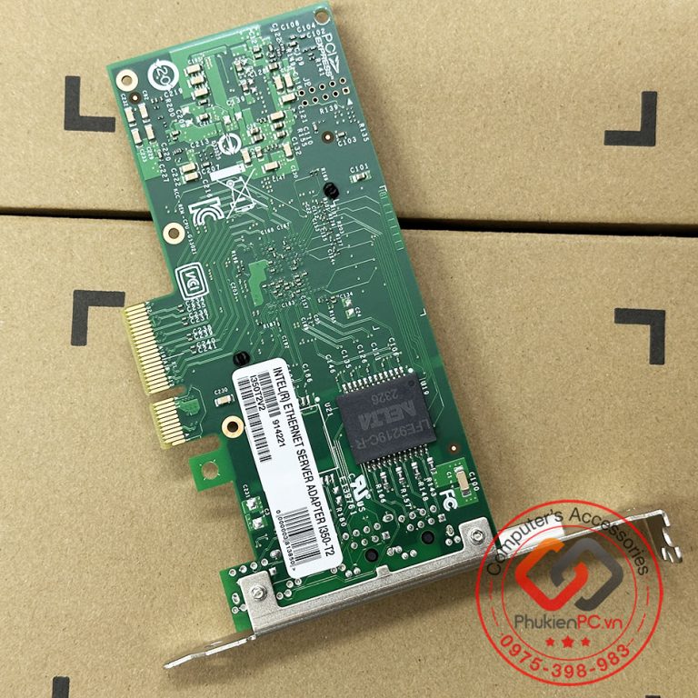 Card mạng PCIe 4x to 2 Gigabit Ethernet intel i350-T2 cho PC, server, máy chủ