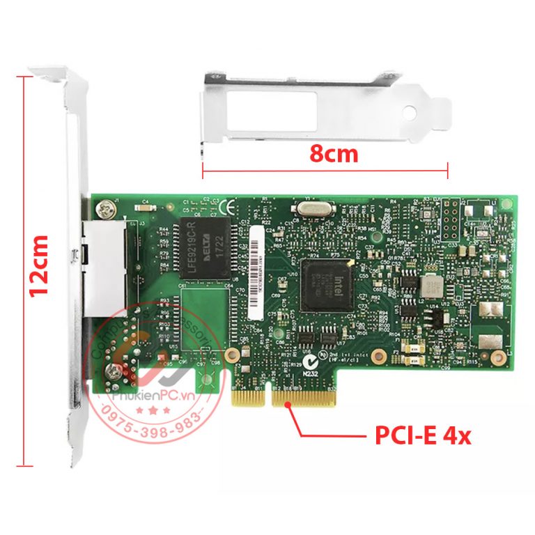 Card mạng PCIe 4x to 2 Gigabit Ethernet intel i350-T2 cho PC, server, máy chủ