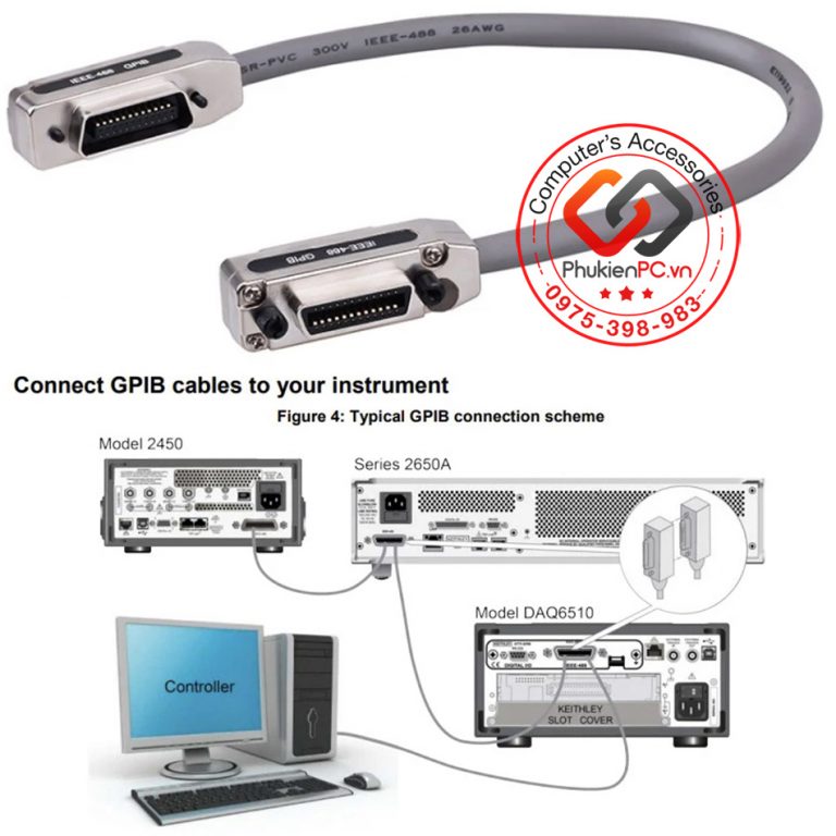 Dây cáp dữ liệu điều khiển IEEE-488 GPIB 24pin dài 20M