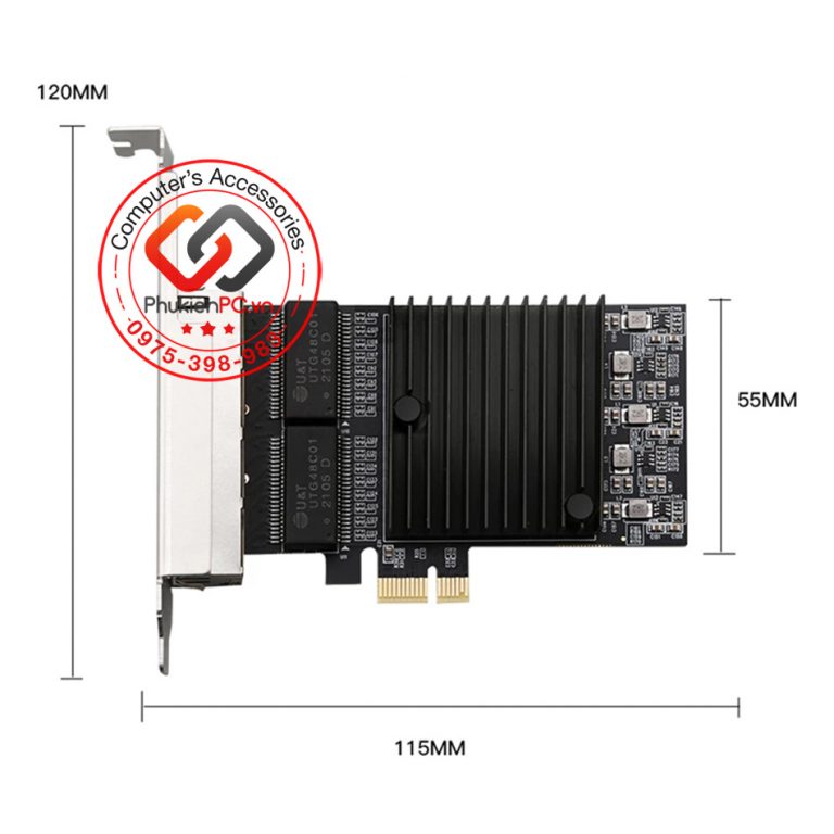 Card mạng PCIe to Quad 4 LAN Gigabits Ethernet intel 82571 cho PC, Server