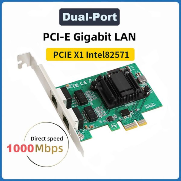 Card mạng PCIe to Dual 2 Port LAN Gigabits Ethernet intel 82571