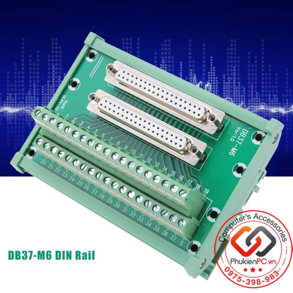 Đầu nối Dual DB37 Female Terminal Block DIN Rail cài thanh ray