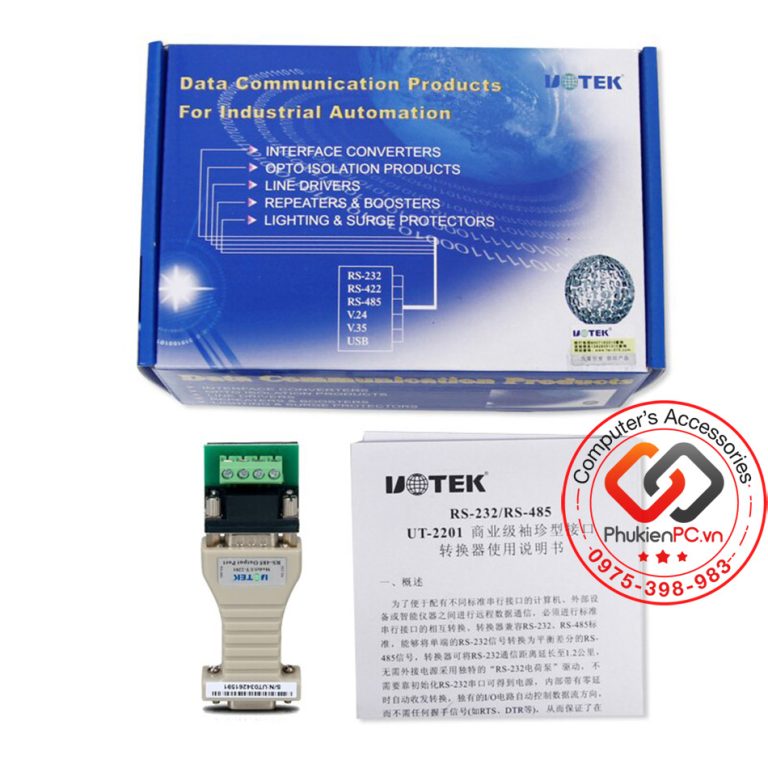 Bộ chuyển đổi RS232 to RS485 UTEK UT-2201 sử dụng công nghiệp, truyền thông