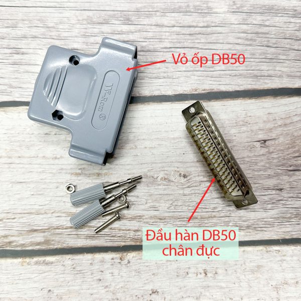 Đầu hàn DB50 Male (chân đực) mạ vàng kèm vỏ ốp vặn ốc