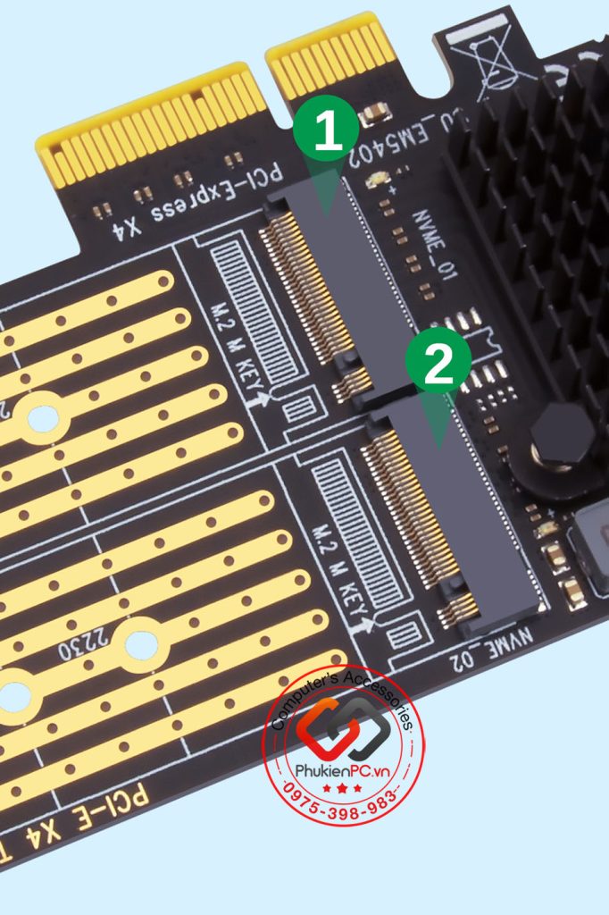 Card PCIe 3.0 4X to Dual M.2 NVMe SSD 22110 2280 gắn 2 ổ cứng M2 NVMe ...