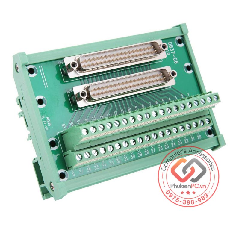 Đầu nối Dual DB37 Male Terminal Block DIN Rail chân đực, cài thanh ray