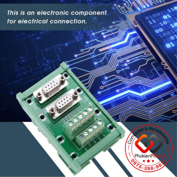 Đầu nối Dual Port DB9/RS232 M6 Female Terminal Block DIN Rail (chân Cái ...
