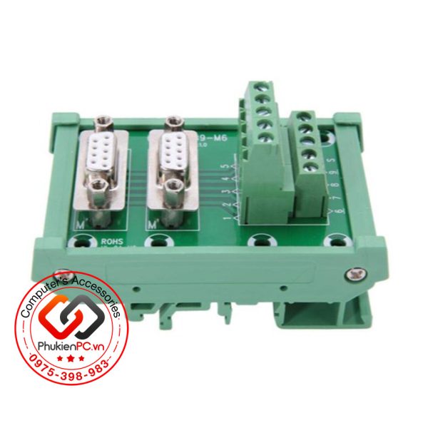 Đầu nối Dual Port DB9/RS232 M6 Female Terminal Block DIN Rail (chân Cái ...