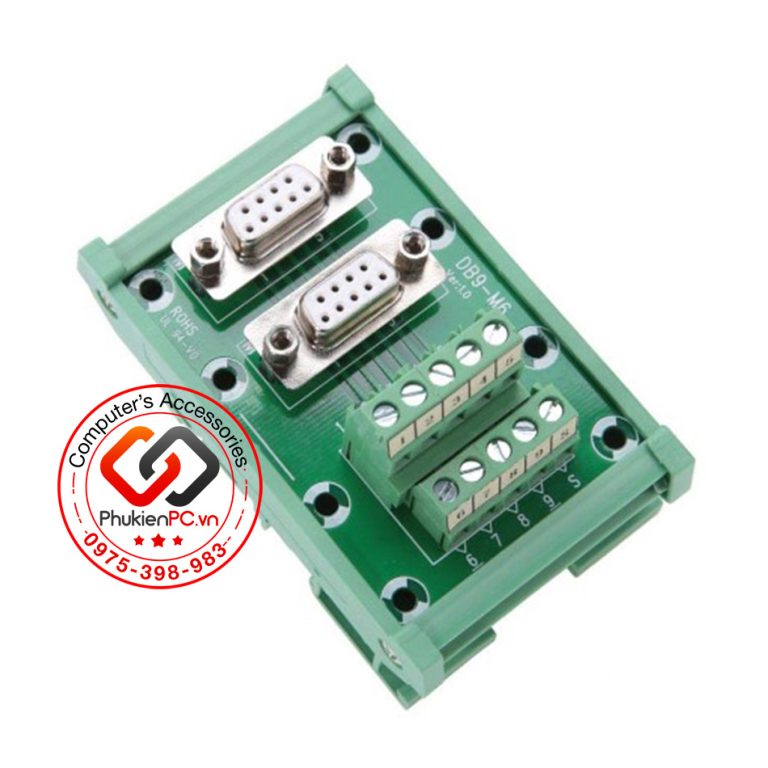 Đầu nối Dual Port DB9/RS232 M6 Female Terminal Block DIN Rail (chân Cái ...