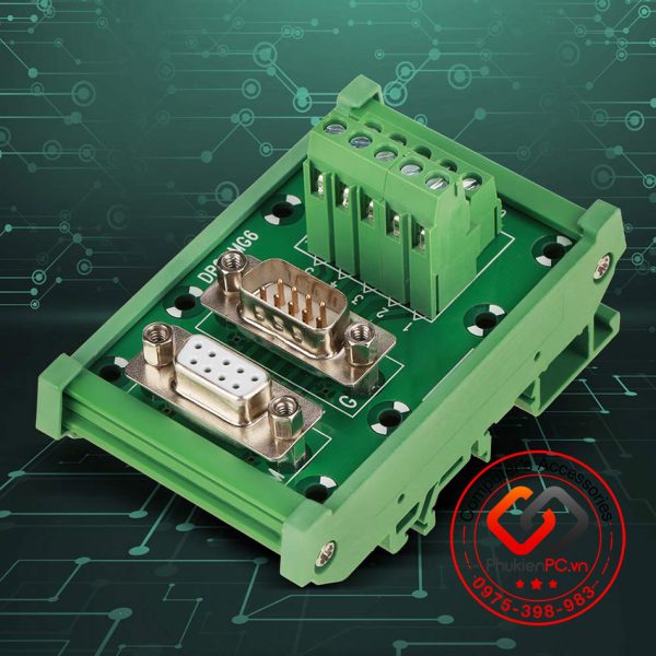 Đầu nối Dual Port RS232 DB9-MG6 Male, Female Terminal Block DIN Rail ...