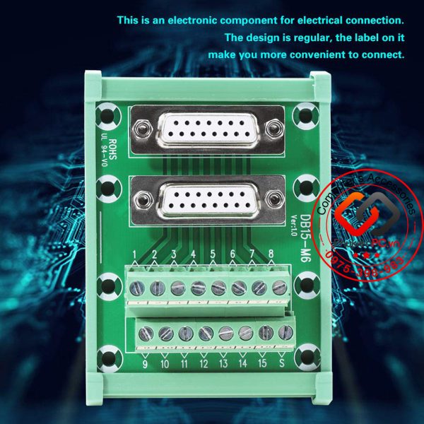 Đầu nối Dual Port DB15-M6 Female Terminal Block chân Cái vặn vít, cái ...