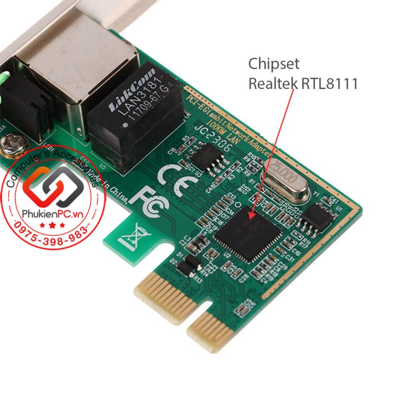 Card mạng PCIe x1 to LAN 1Gb chipset RTL8111 cho PC, máy tính đồng bộ MT SFF