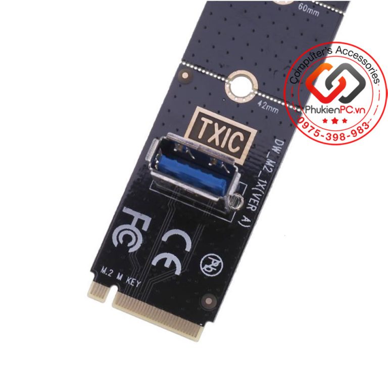 Bộ kit Riser M2 PCIe to PCIe 16X lắp đặt Card VGA, PCIE dữ liệu LAN COM LPT