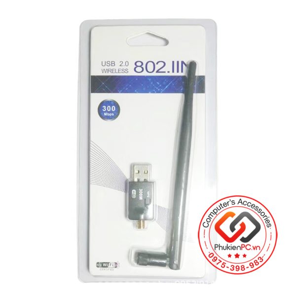 USB thu Wifi 300Mb anten 5Dbi cho máy tính bàn PC, Laptop, máy tính đồng bộ