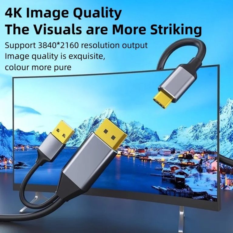 Cáp chuyển đổi Displayport to Type-C 4K 60hz hỗ trợ nguồn, cảm ứng cho màn hình di động