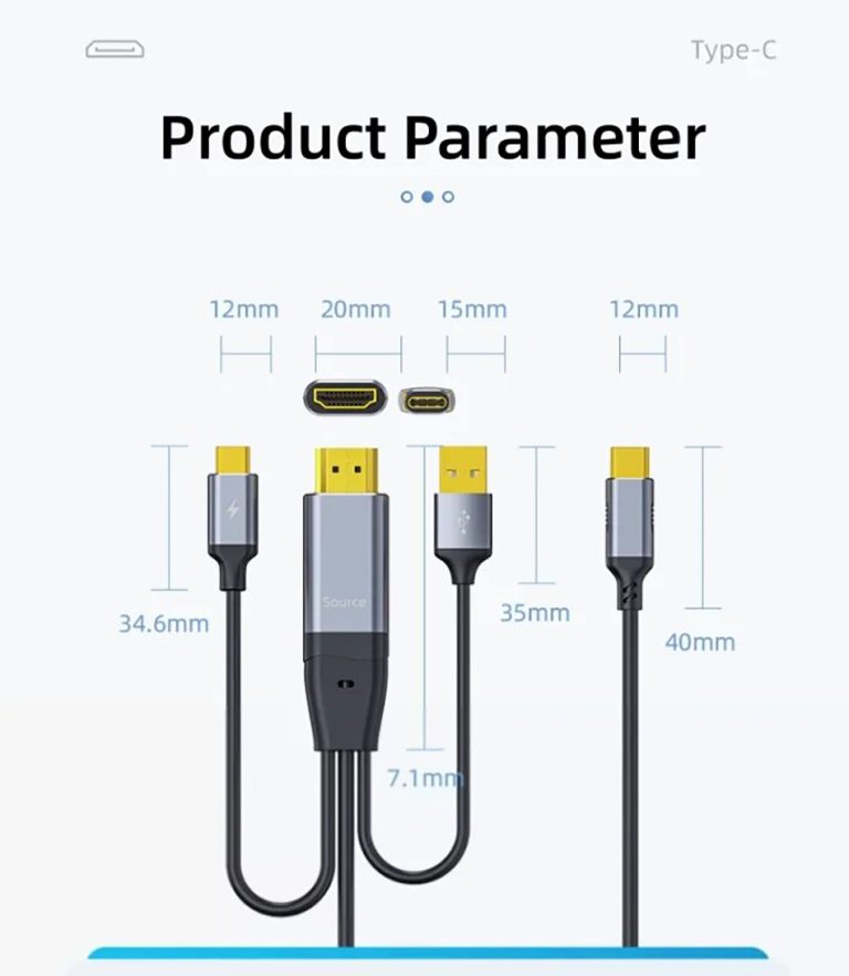 Cáp chuyển đổi HDMI to Type-C 4K 60hz hỗ trợ nguồn, cảm ứng cho màn ...