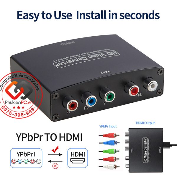 Bộ chuyển đổi Component RGB YPbPr To HDMI 1080P chất lượng tốt