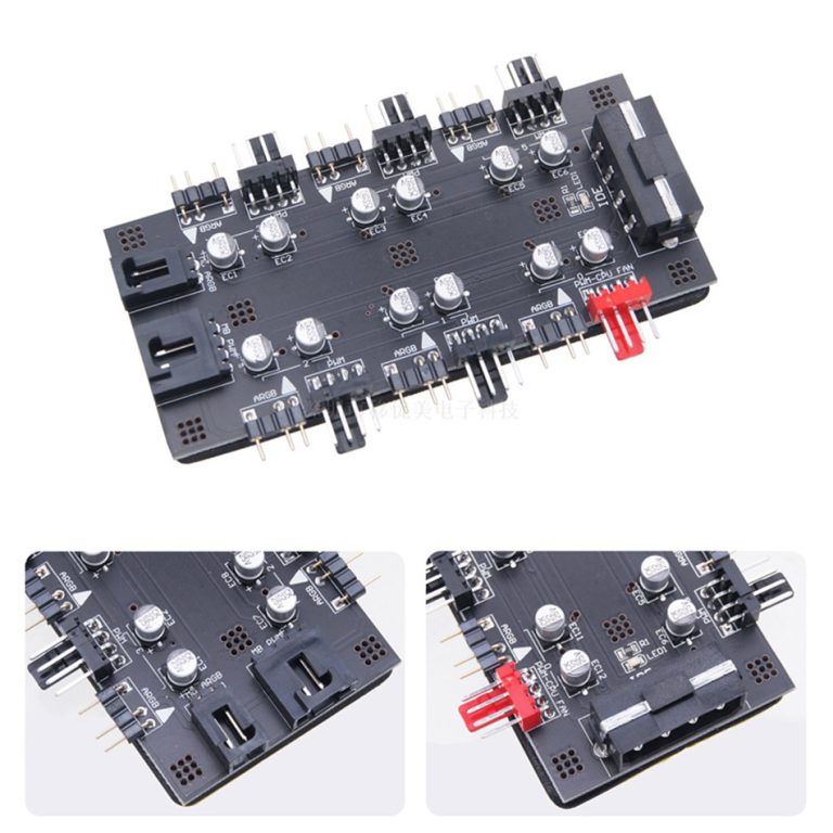 Hub chia FAN LED ARGB PWM 6 cổng, cấp nguồn qua SATA power