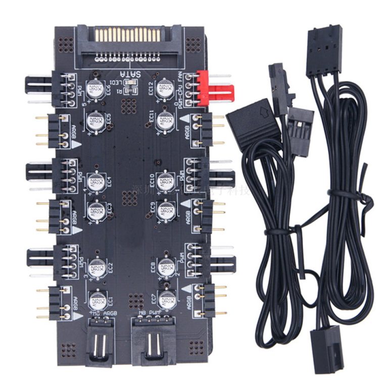 Hub chia FAN LED ARGB PWM 6 cổng, cấp nguồn qua SATA power