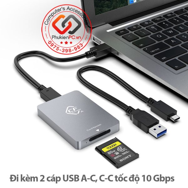 Đầu đọc thẻ nhớ CF Express Type A tốc độ 10Gb kèm 2 cáp A-C, C-C