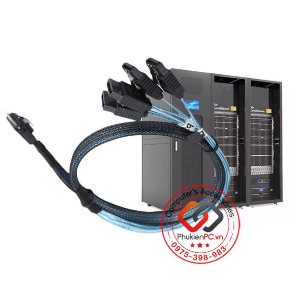 Mini Slim Line SAS 4.0 SFF-8654 4i 38pin Host to 4 SATA 3.0 7pin tốc độ 12 Gbps cho ổ cứng HDD ...
