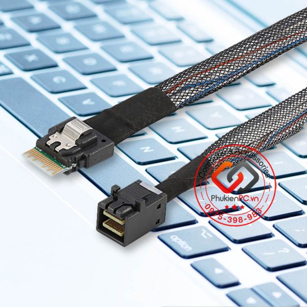 Dây cáp Slim SAS SFF-8654 4i 38Pin to SFF-8643 dài 1M