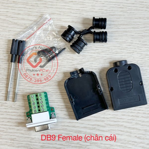 Đầu nối COM RS232 DB9 Female chân cái terminal không cần hàn YL-SM02G-9DF