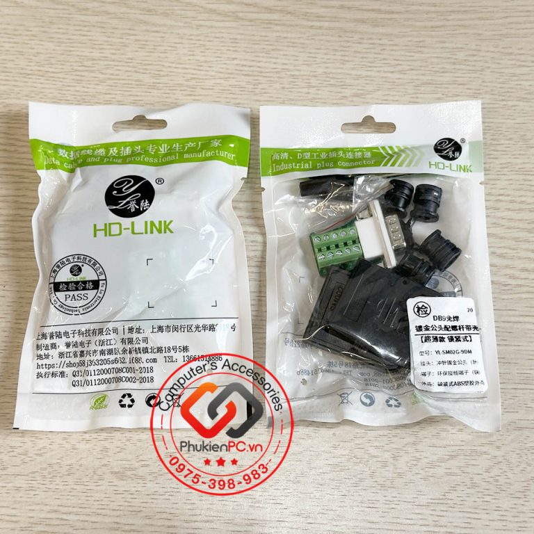 Đầu nối COM RS232 DB9 Female chân cái terminal không cần hàn YL-SM02G-9DF