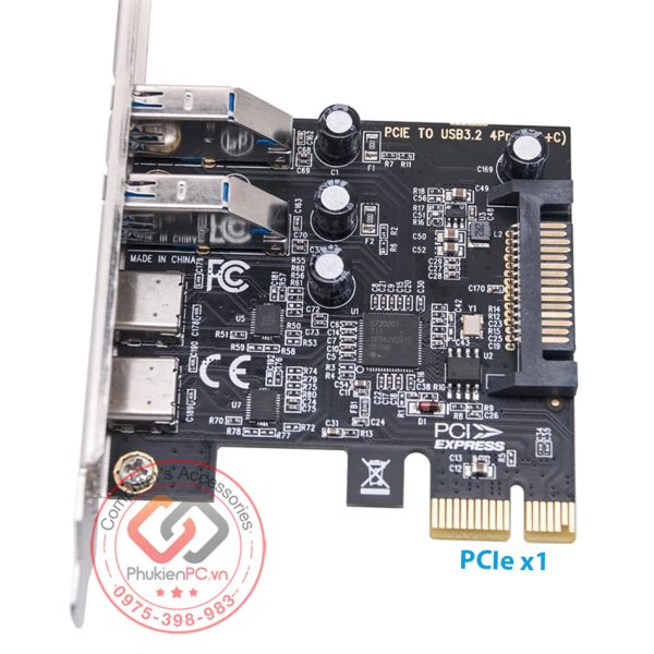 Card chuyển đổi PCI-E to 2 USB 3.0, 2 Type C Chipset NEC D720201 chất ...
