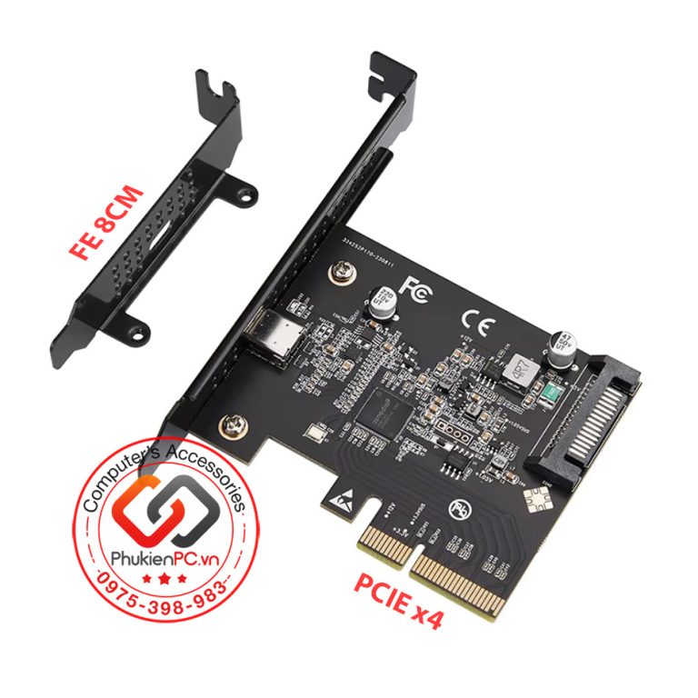 Card PCIe x4 to USB 3.2 Type C 20Gbps kết nối máy tính ra Camera, ổ ...